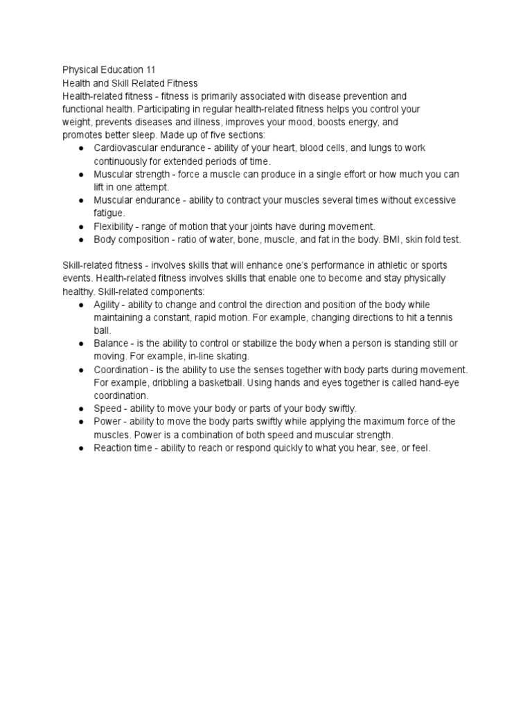 Health vs. Skill-Related Fitness Explained | PDF | Wellness