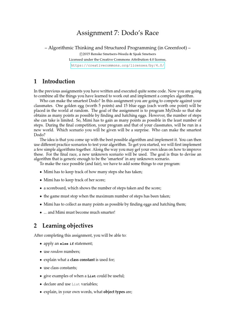 Dodo Assignment Greentfoot Java Pdf Data Type Variable Computer