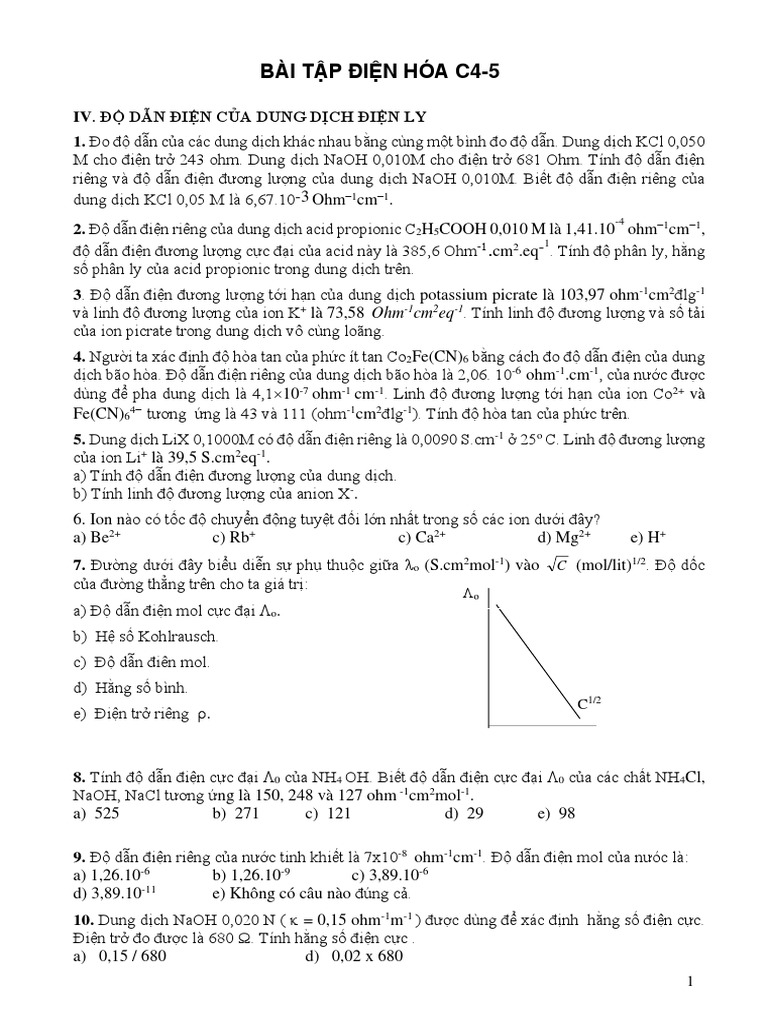 Bài tập Điện Hóa -C4-5 | PDF