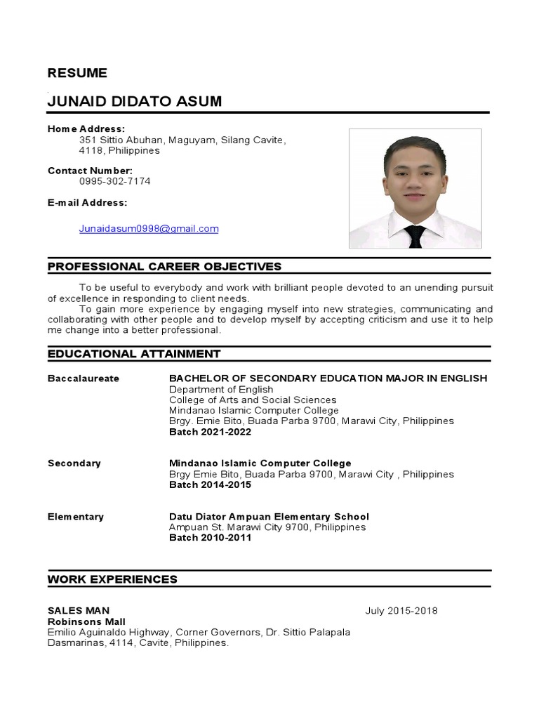 Resume-Junaid | PDF | Philippines