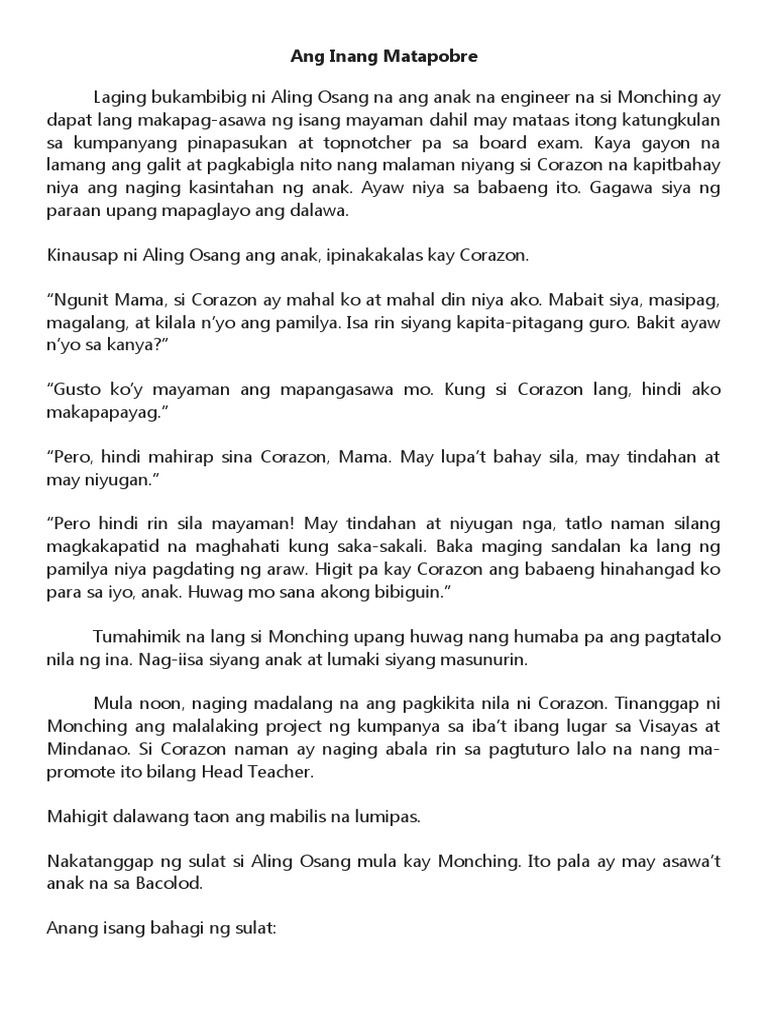 Ang Inang Matapobre | PDF