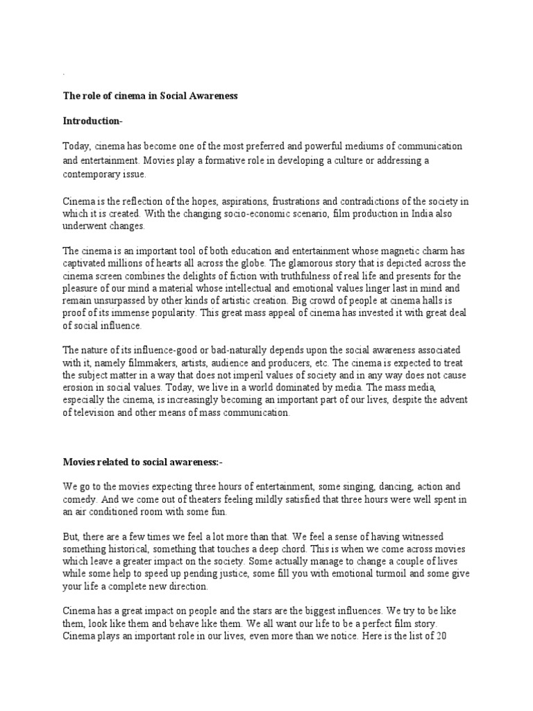 The Role of Cinema in Social Awareness | PDF