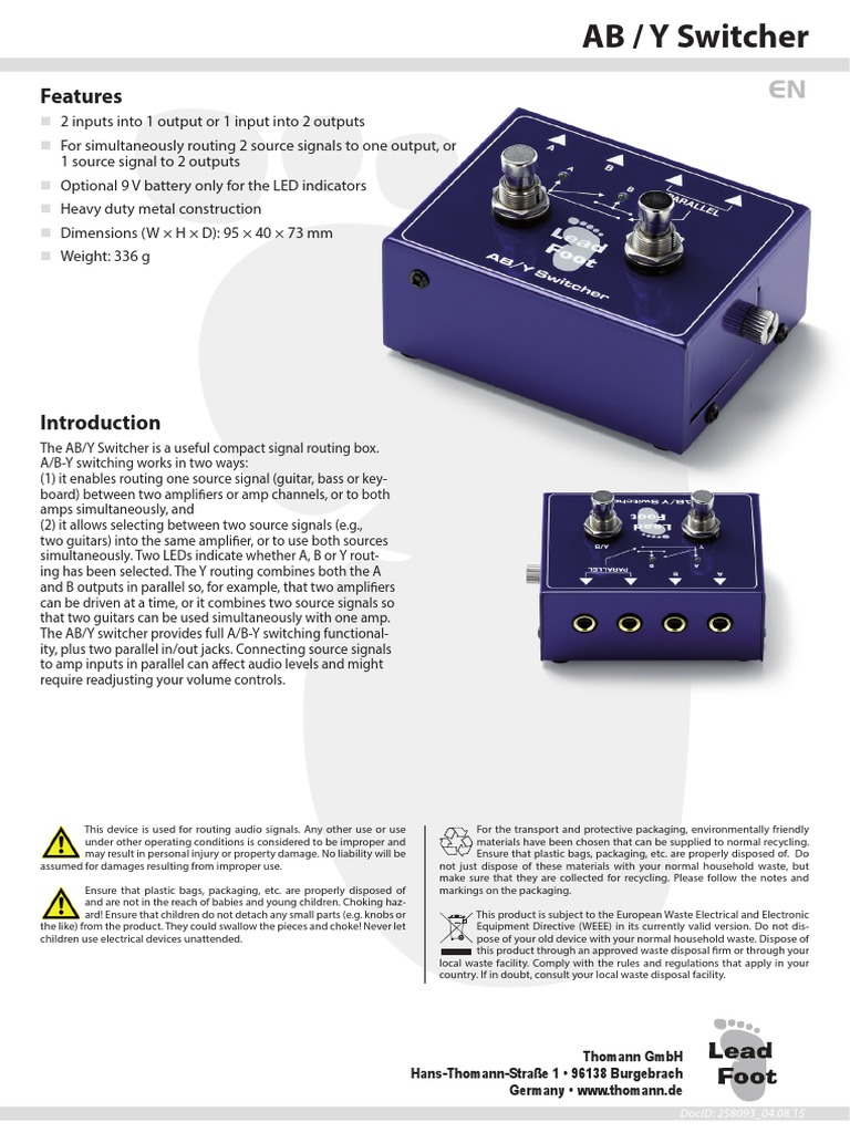 ABY Lead Foot Pedal | PDF | Amplifier | Electricity