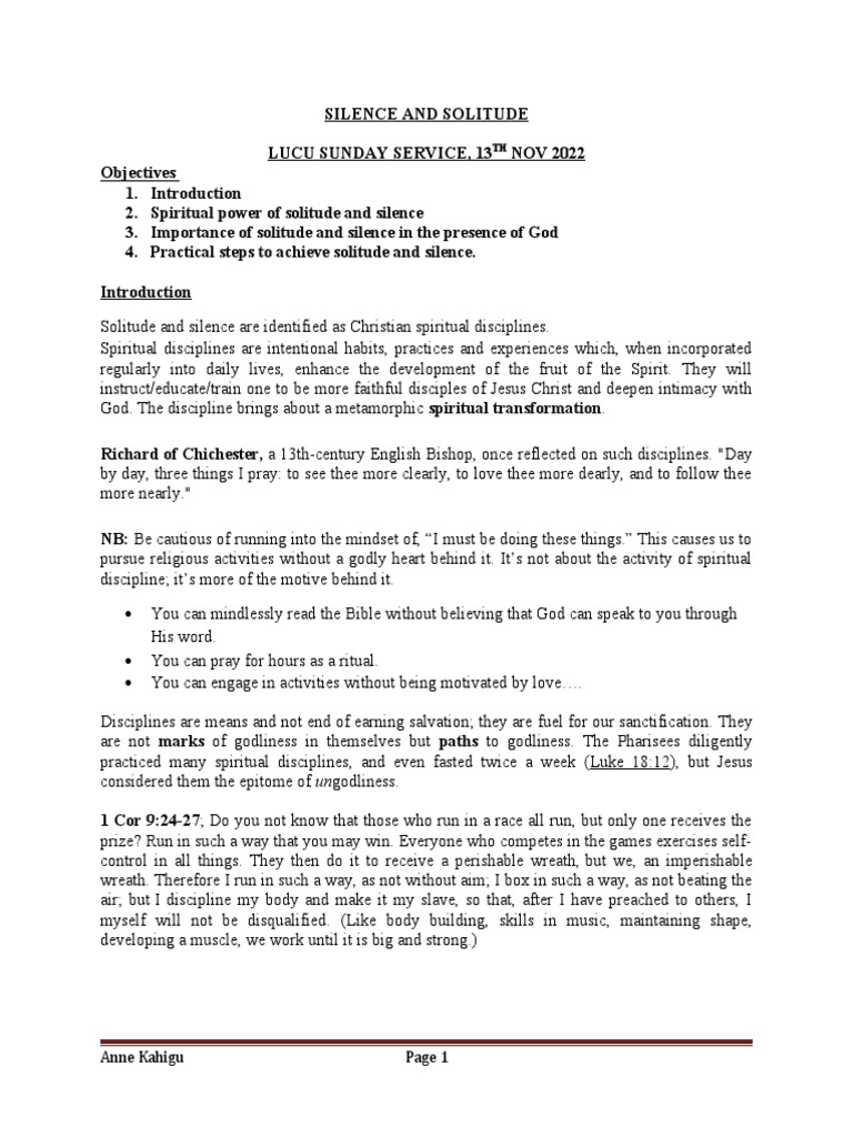 Solitude and Silence | PDF | Spiritual Practice | Jesus