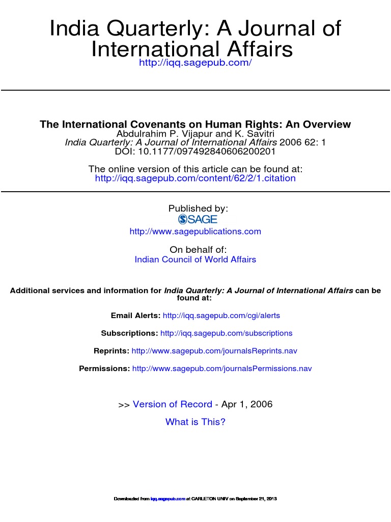 The International Covenants On Human Rig | PDF