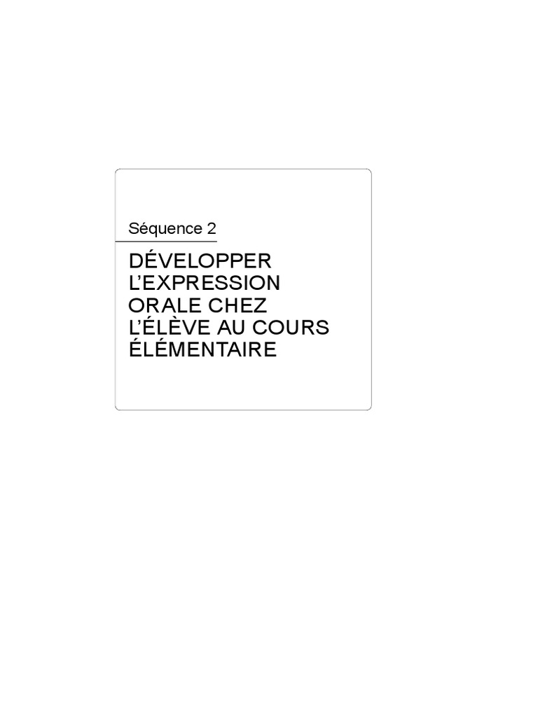 Développer L'expression Orale Chez L'élève | PDF | Discours ...