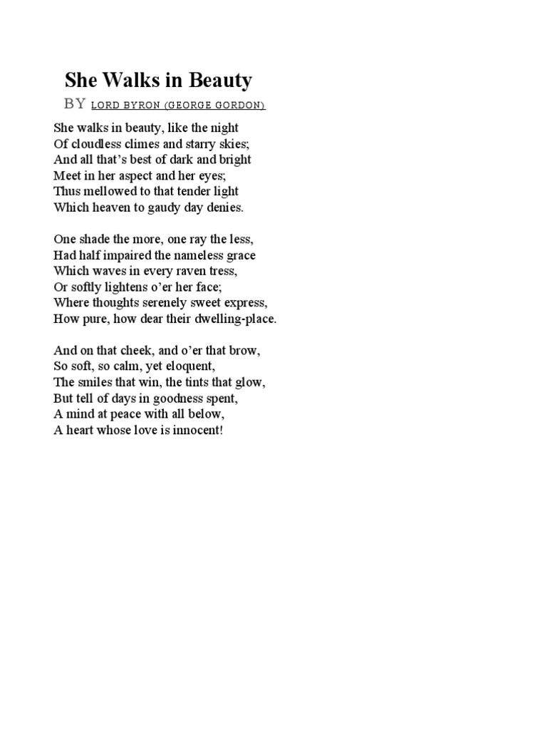 She Walks in Beauty | PDF