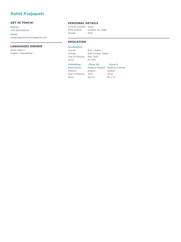Rohit Prajapati Resume | PDF