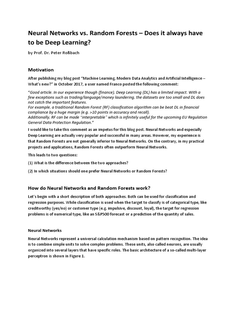 Neural Networks Vs Random Forests | PDF | Artificial Neural Network ...