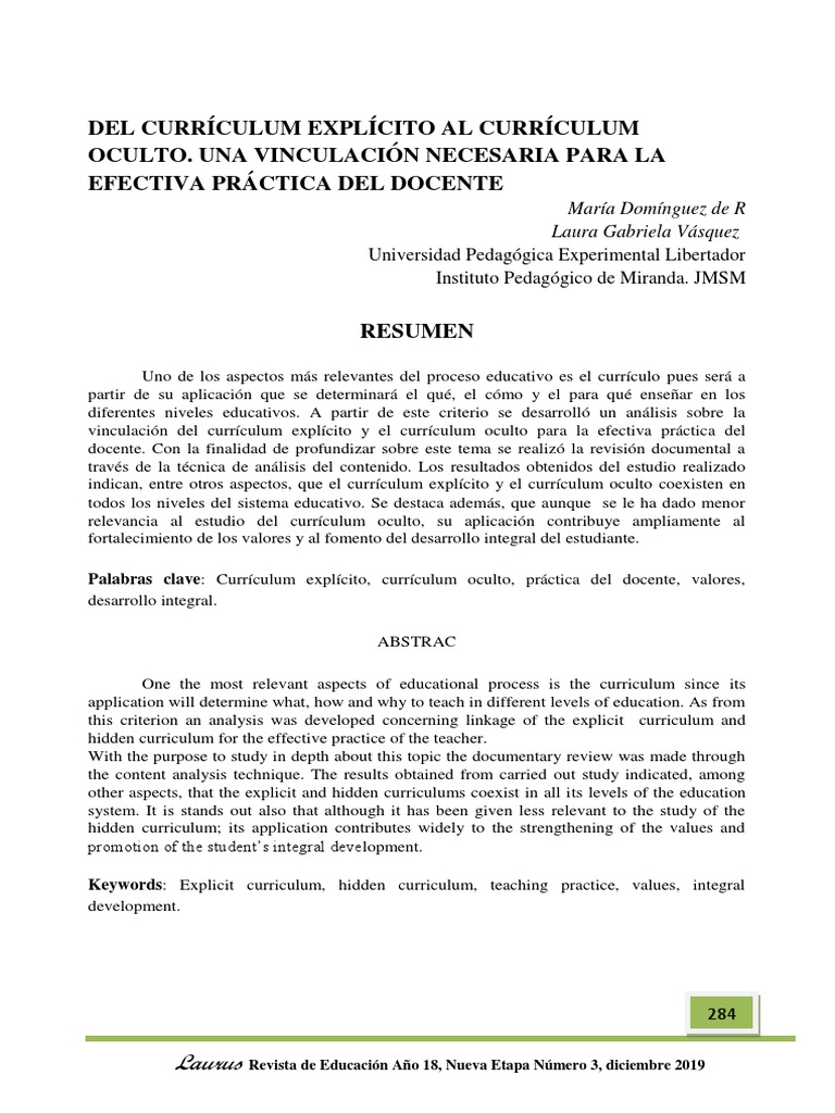 Del Currículum Explícito Al Currículum Oculto | PDF