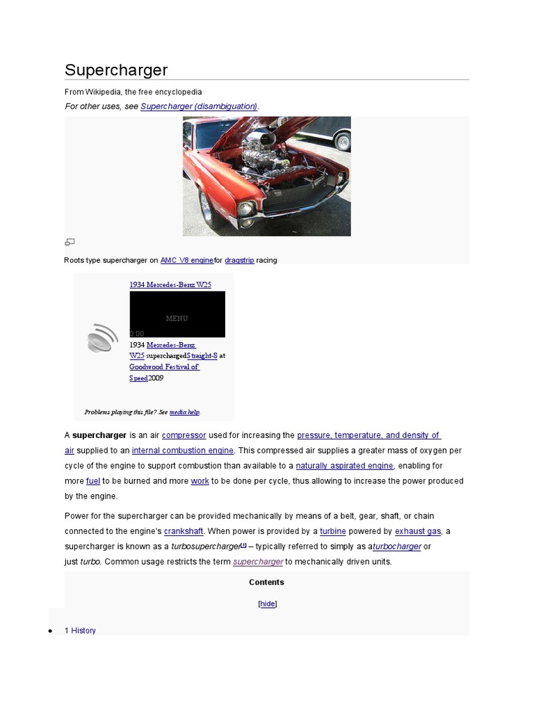 Supercharger | PDF | Turbocharger | Internal Combustion Engine