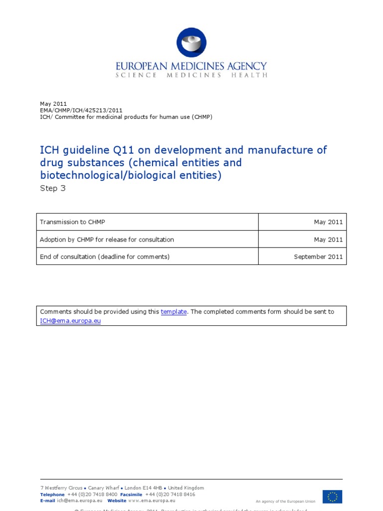 ICH Guideline Q11 On Development and Manufacture of Drug Substances ...