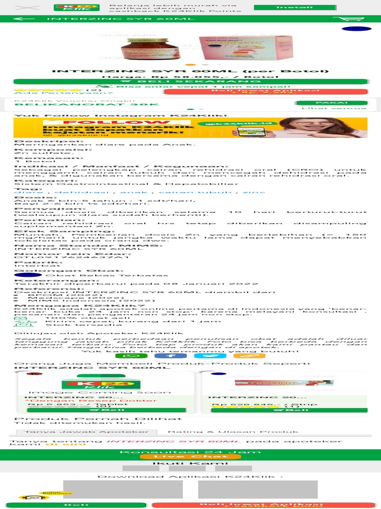 INTERZINC SYR 60ML - Manfaat, Dosis, Efek Samping | PDF | Kesehatan ...