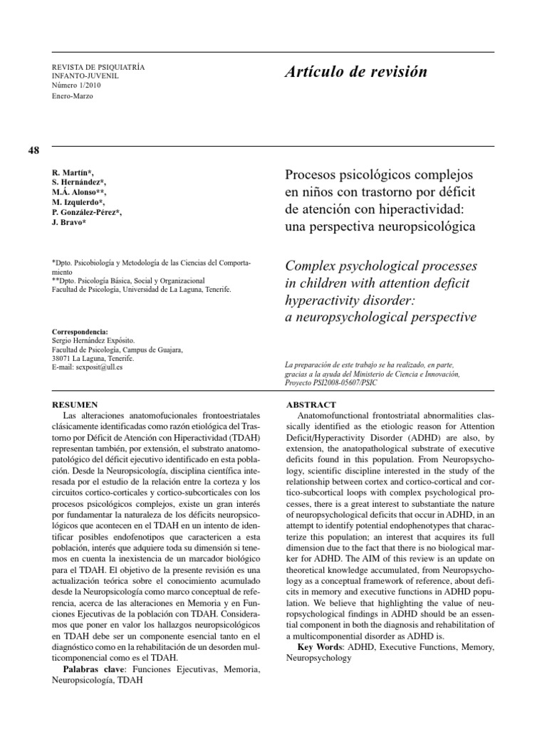 Memoria Corto Plazo | PDF | Desorden hiperactivo y deficit de atencion ...