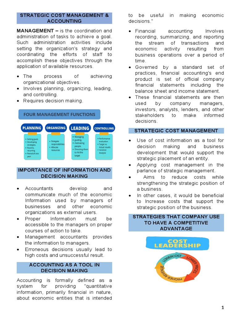 Strategic Cost Management Reviewer | PDF | Accounting | Management Accounting