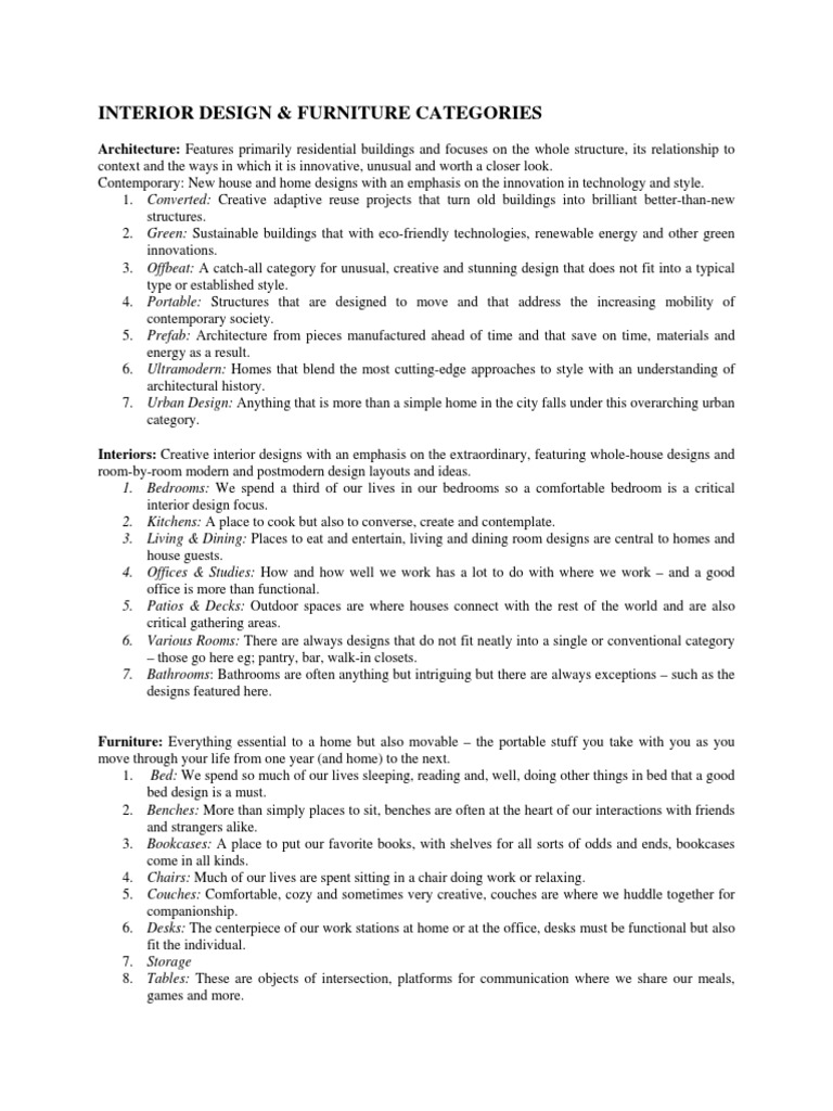 Lesson 5 (Fixtures & Furnishing) | PDF | Furniture | Interior Design