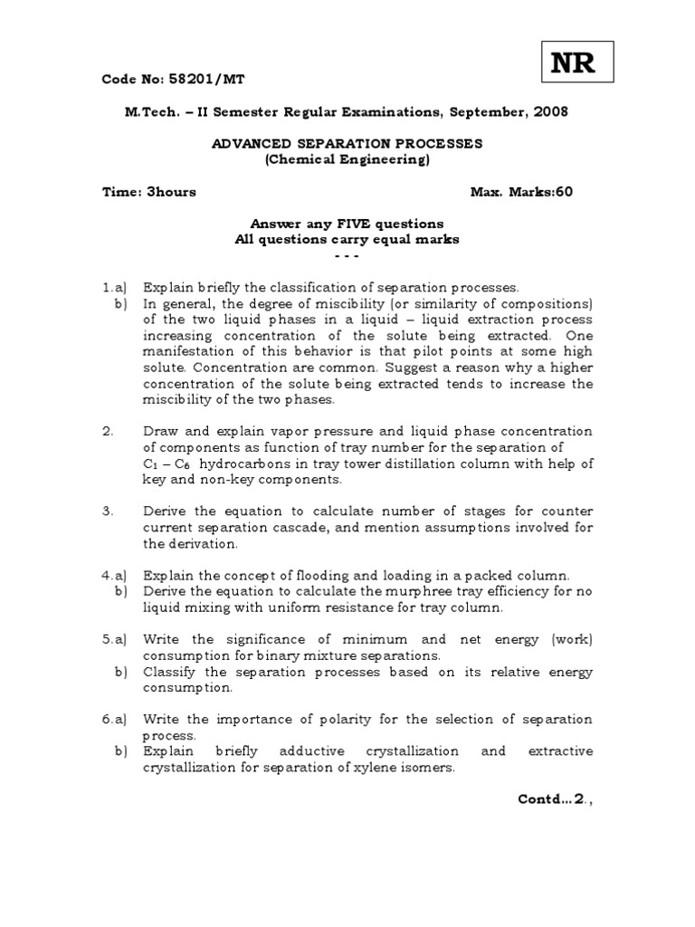 58201-mt - Advanced Separation Process | PDF | Solution | Phase (Matter)