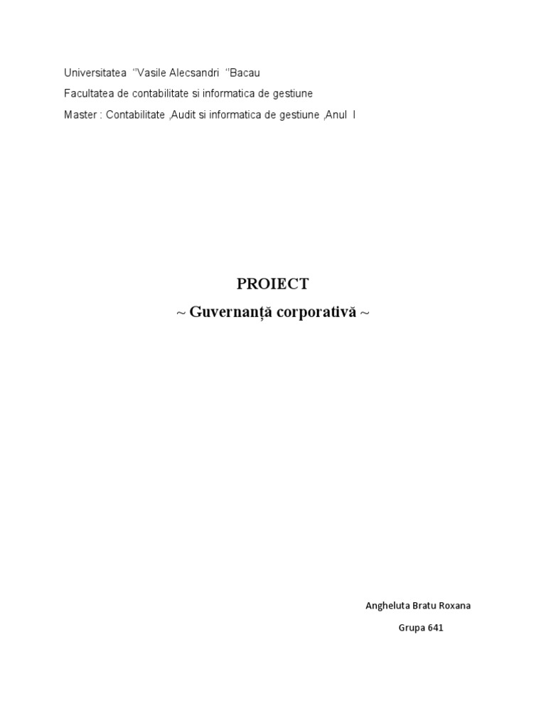 PROIECT Modele Si Practici de Guvernanta Modificat | PDF