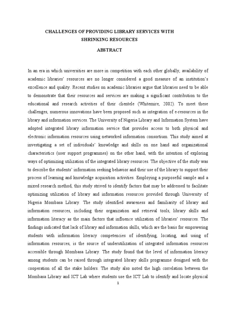 Library Services Challenges and Solutions | PDF | Libraries ...