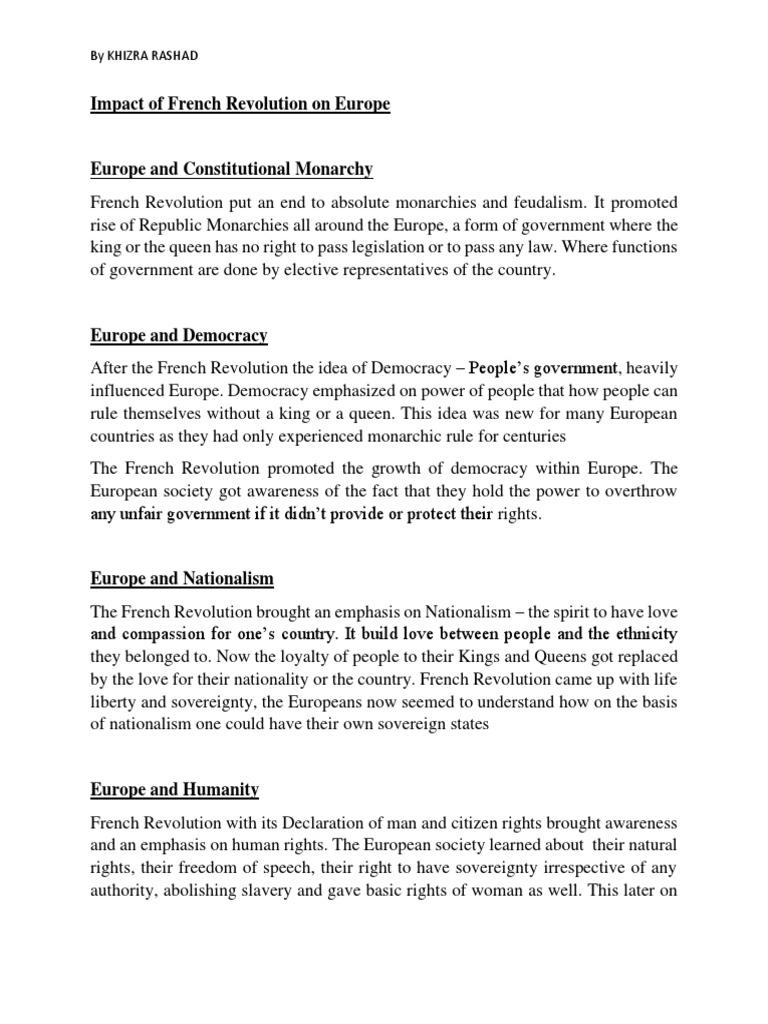 Impact of French Revolution On Europe | PDF