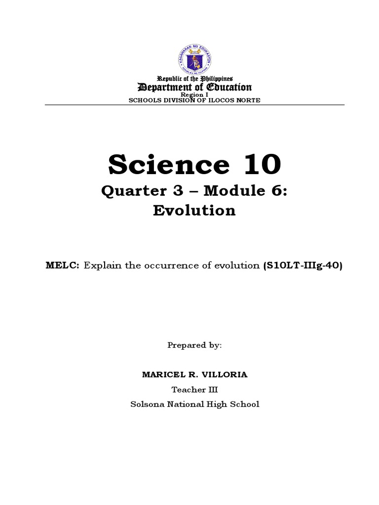 Science 10 Q3 Week6 MELC06 Module6 VilloriaMaricel | PDF