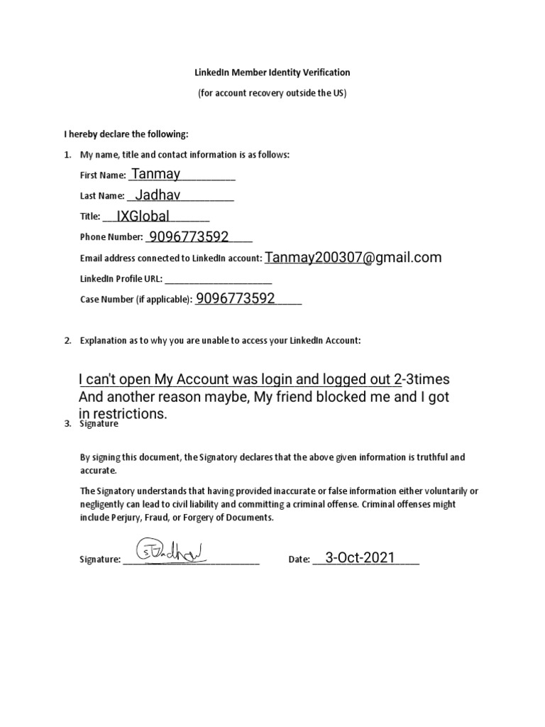 Non US Affidavit | PDF | Signature | Linked In