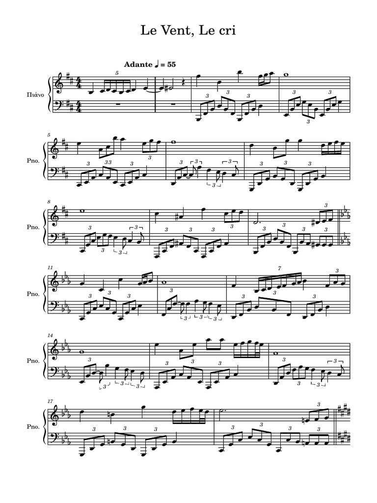 Le Vent, Le Cri PIANO | PDF