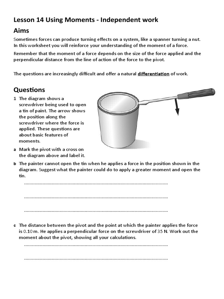 Using Moments Worksheets | PDF | Teaching Methods & Materials