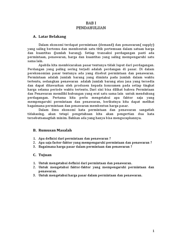 Makalah Permintaan Dan Penawaran | PDF