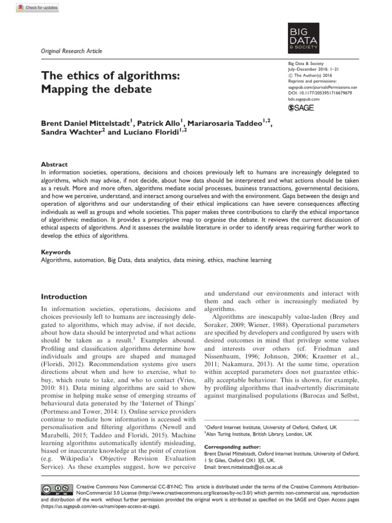 The Ethics of Algorithms | PDF | Social Science | Technology & Engineering