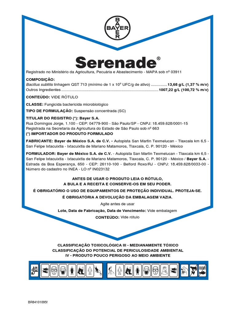 Bula Serenade 1 | PDF | Embalagem e rotulagem | Ambiente natural