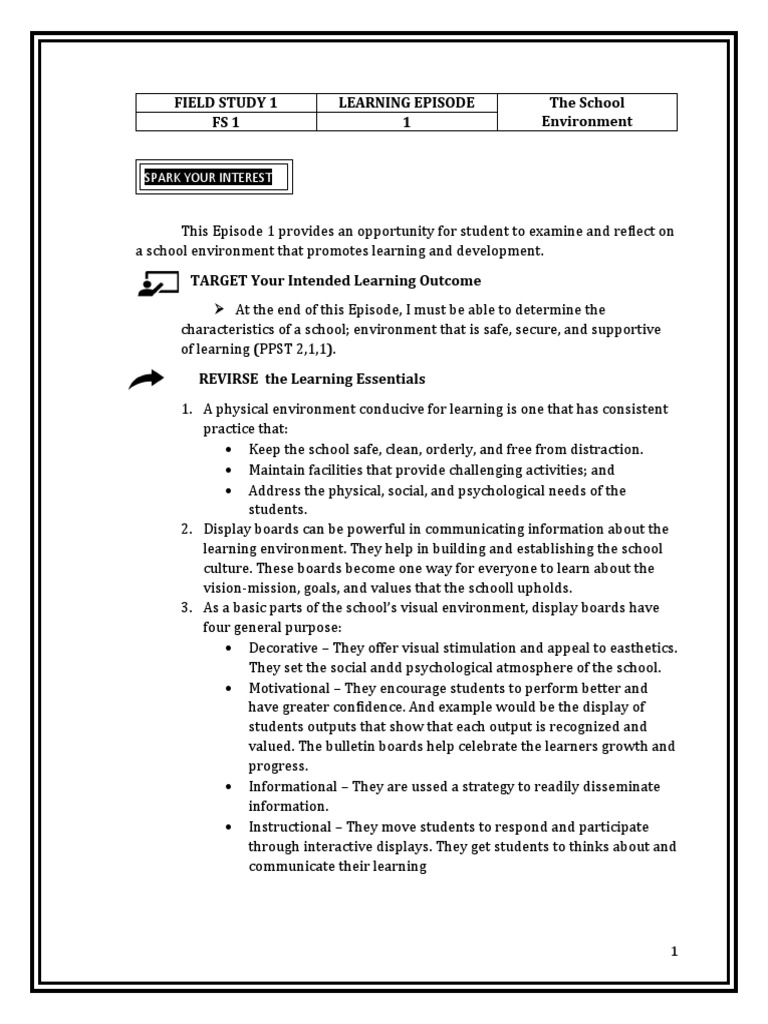 Field Study 1 Soft | PDF | Learning | Teaching Method