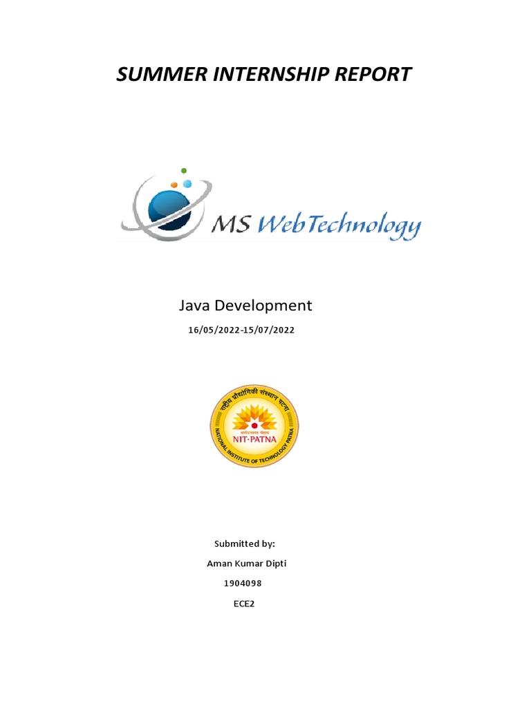 Summer Internship Report1 | PDF | Java (Programming Language ...