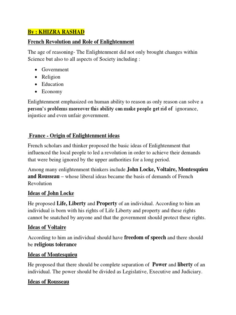 French Revolution and Role of Enlightenment | PDF | French Revolution ...