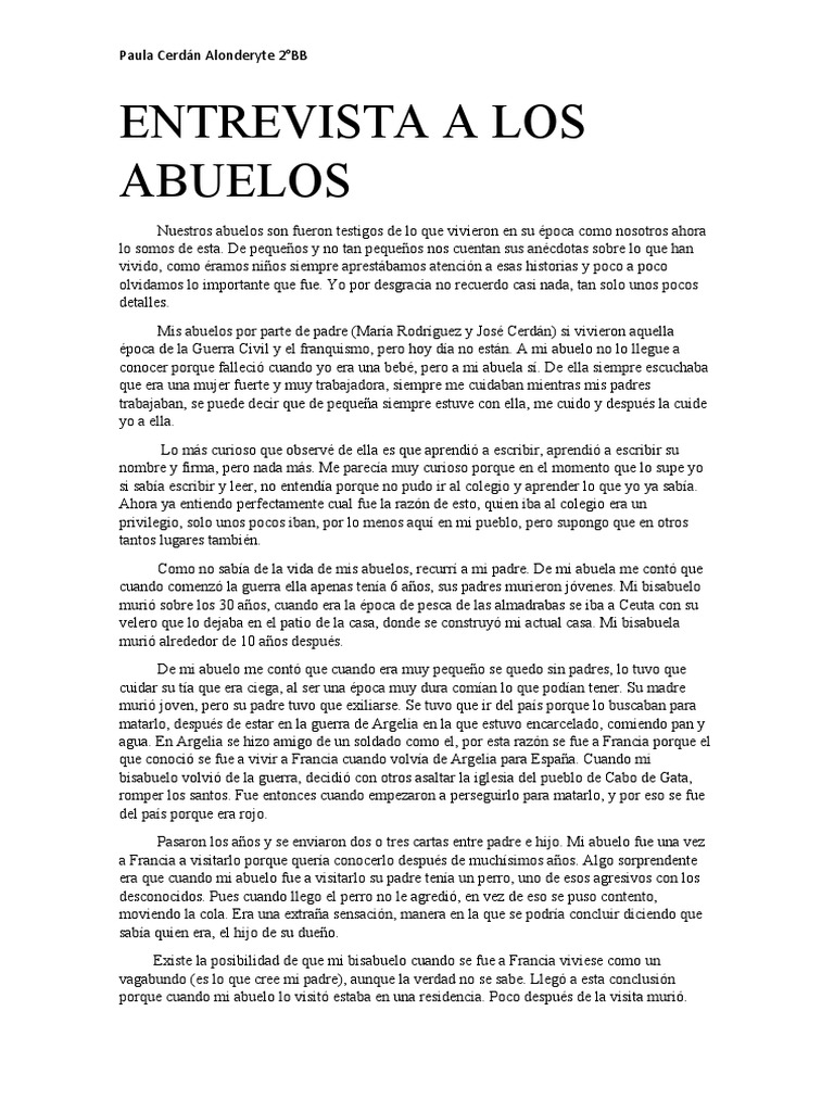 Entrevista A Los Abuelos | PDF | España franquista