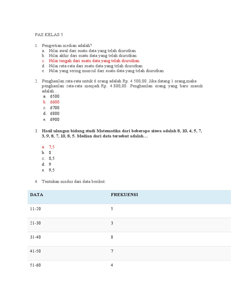 Pas Semester 1 Kelas 5 | PDF