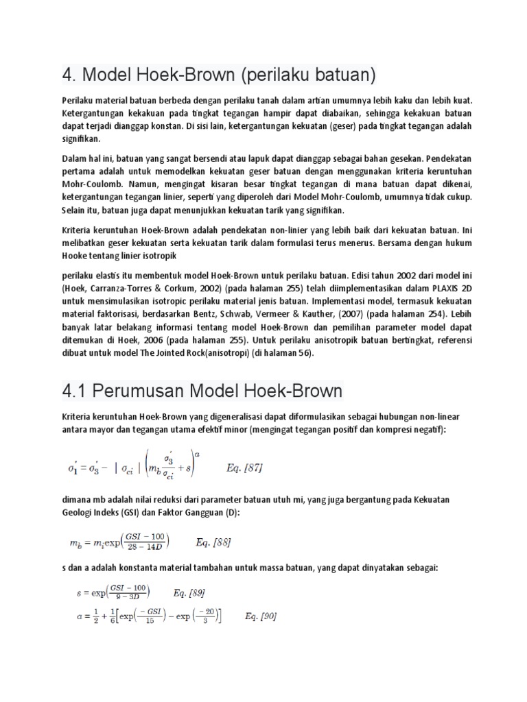 Kriteria Keruntuhan Model Hoek-Brown | PDF