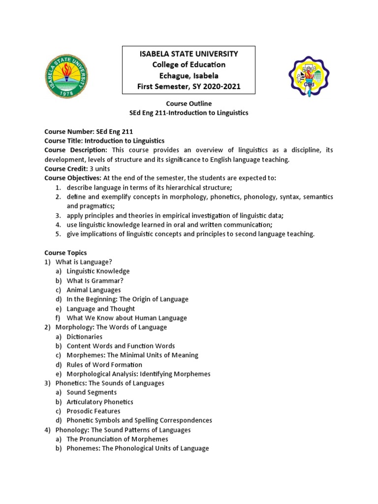SEd Eng 211 Course Outline | PDF