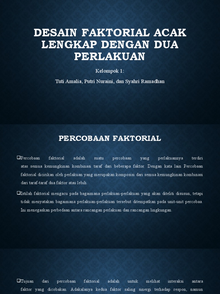 Desain Faktorial Acak Lengkap Dengan Dua Perlakuan | PDF | Metode ...