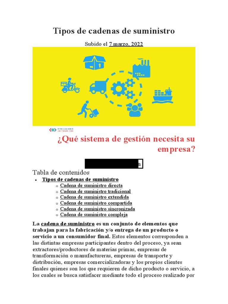 Tipos de Cadenas de Suministro | PDF | Business | Economias