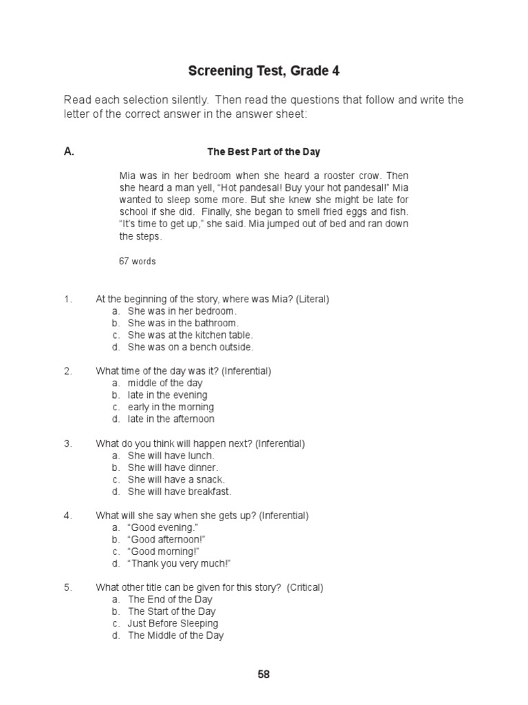 Grade 4 English GST | PDF