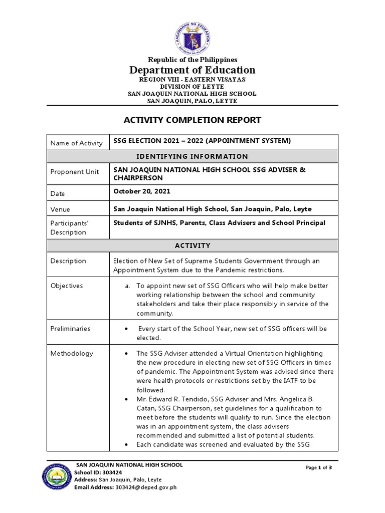 SSG Election 2021-2022 Report | PDF