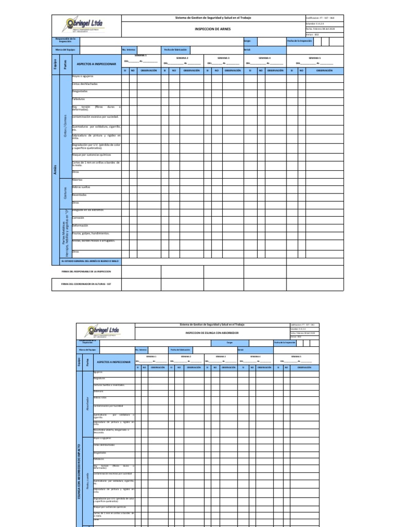 FT-SST-060 - 066 Inspecciones de Trabajo Seguro en Alturas | PDF | Ingeniería mecánica | Materiales