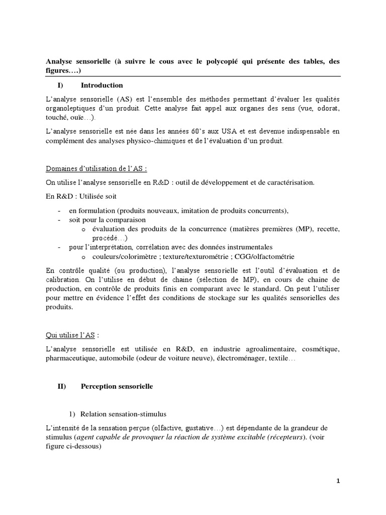 Analyse sensorielle : méthodes et applications | PDF | Analyse en ...