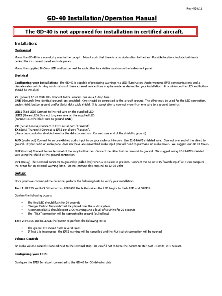 GD - 40 - Manual Service Control Box | PDF | Sensor | Electrical ...