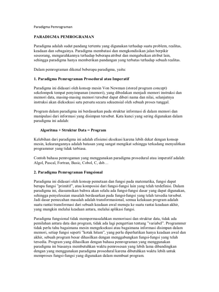 Paradigma Pemrograman | PDF