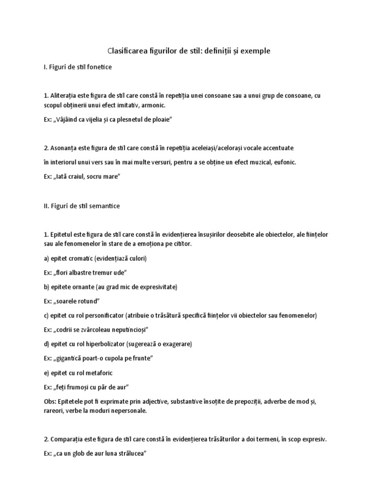 Clasificarea Figurilor de Stil | PDF
