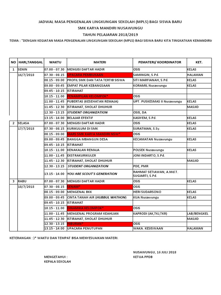 Jadwal Mpls 2018 Tunggal | PDF