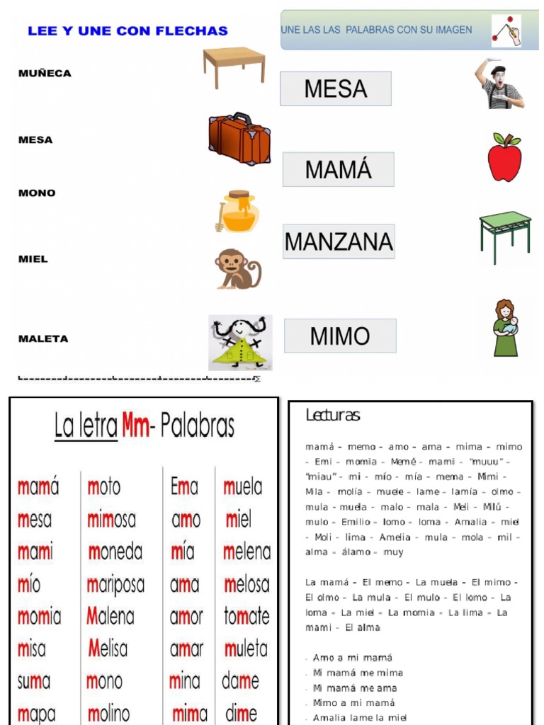 Fichas de La Letra M | PDF