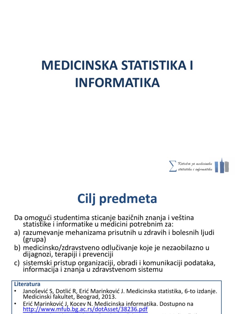 Uvod U Medicinsku Statistiku - Introduction To Medical Statistics | PDF